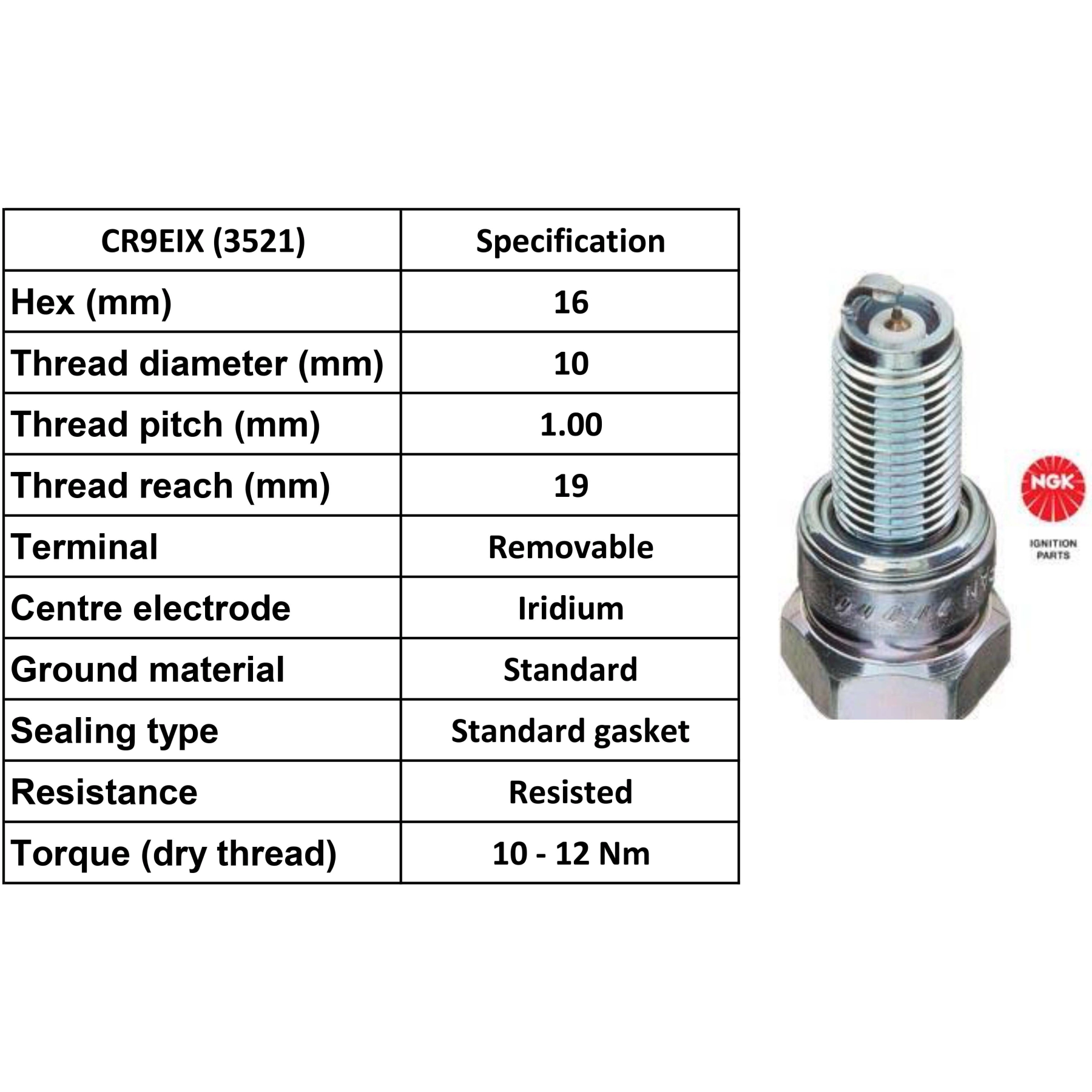 CR9EIX (3521) NGK Iridium IX Spark Plug